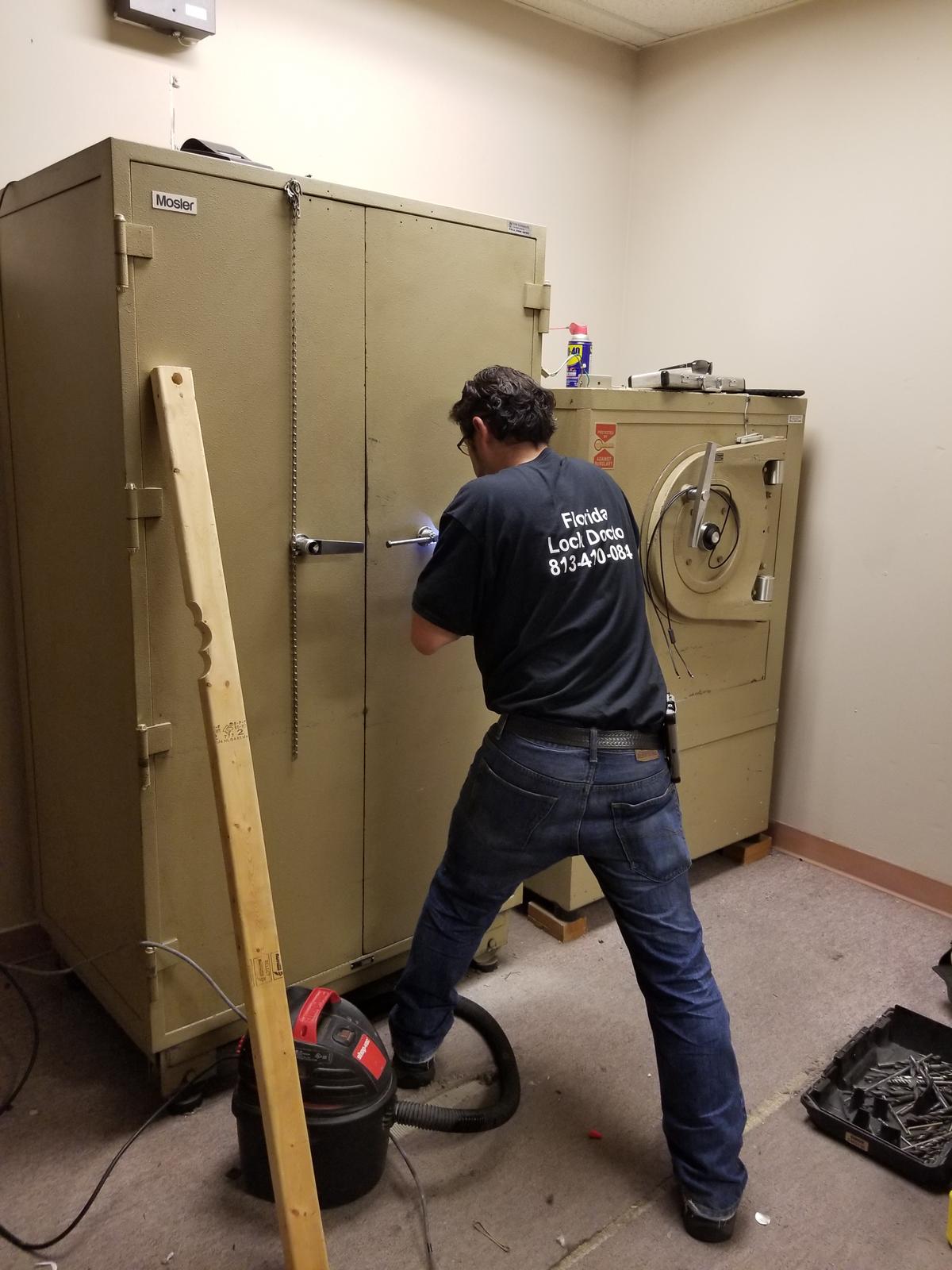 Double door insulated Mosler record safe opened by Florida Lock Doctor ...